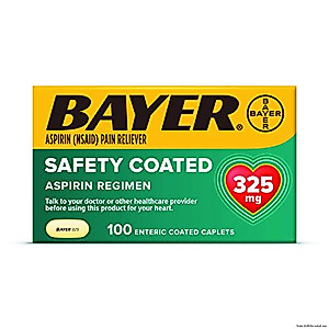 Bayer Aspirin Pain Reliever/Fever Reducer, Adult Low Strength Regimen, 100-Count Caplets