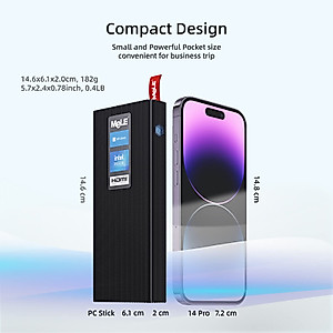 MeLE PCG02 Pro Fanless Mini PC Stick N5105, Small Computer Portable, DDR4, Win 11 Pro, HDMI *2, 4K, Wi-Fi 6, Gigabit Ethernet, BT 5.2, USB 3.2 * 2, Type-C, Support VESA Mount (8G/256G)