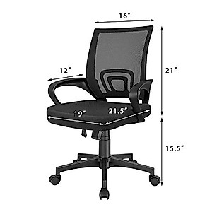 Furmax Office Chair Ergonomic Desk Chair Mesh Computer Chair, Mid Back Swivel Task Chair Executive Chair with Lumbar Support and Armrests (Black)