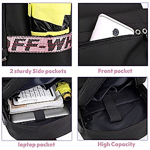 USB Backpack Kpop Korean Casual Daypack Lightweight Cartoon Bookbag 17.7 inch Large Laptop Bag College Bag for Travel Concert Gifts 4