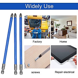 Biaungdo 10pcs Magnetic Long Hex Phillips Screw Head Electric Screwdriver Bits Set (PH2 x 127MM)