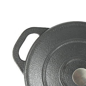 Pre-seasoned Cast Iron Mini Round Cocotte Set, 0.5QT Mini Dutch Ovens with Lids and Bamboo Trays, Dia.4.8 inch, Set of 2, Black