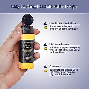 Acrylic Paint, 24 Colors Acrylic Paint Set, 2oz/60ml Water-Based Acrylic Paint, Waterproof Permanent Acrylic Art Supplies for Kids, Beginners, and Adults Painting on Wall, Wood, Rock (24 Colors)