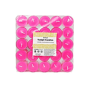 Zest Candle 50-Piece Tealight Candles, Hot Pink