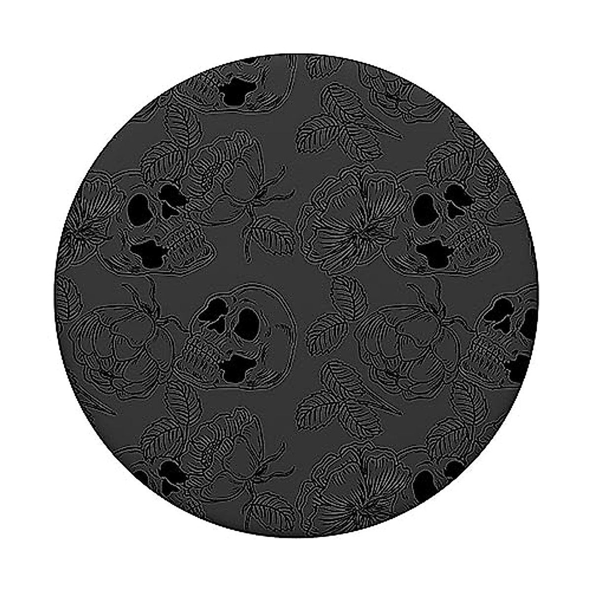 Skull and Hibiscus Rose On Gray Pattern Halloween Flower PopSockets Standard PopGrip