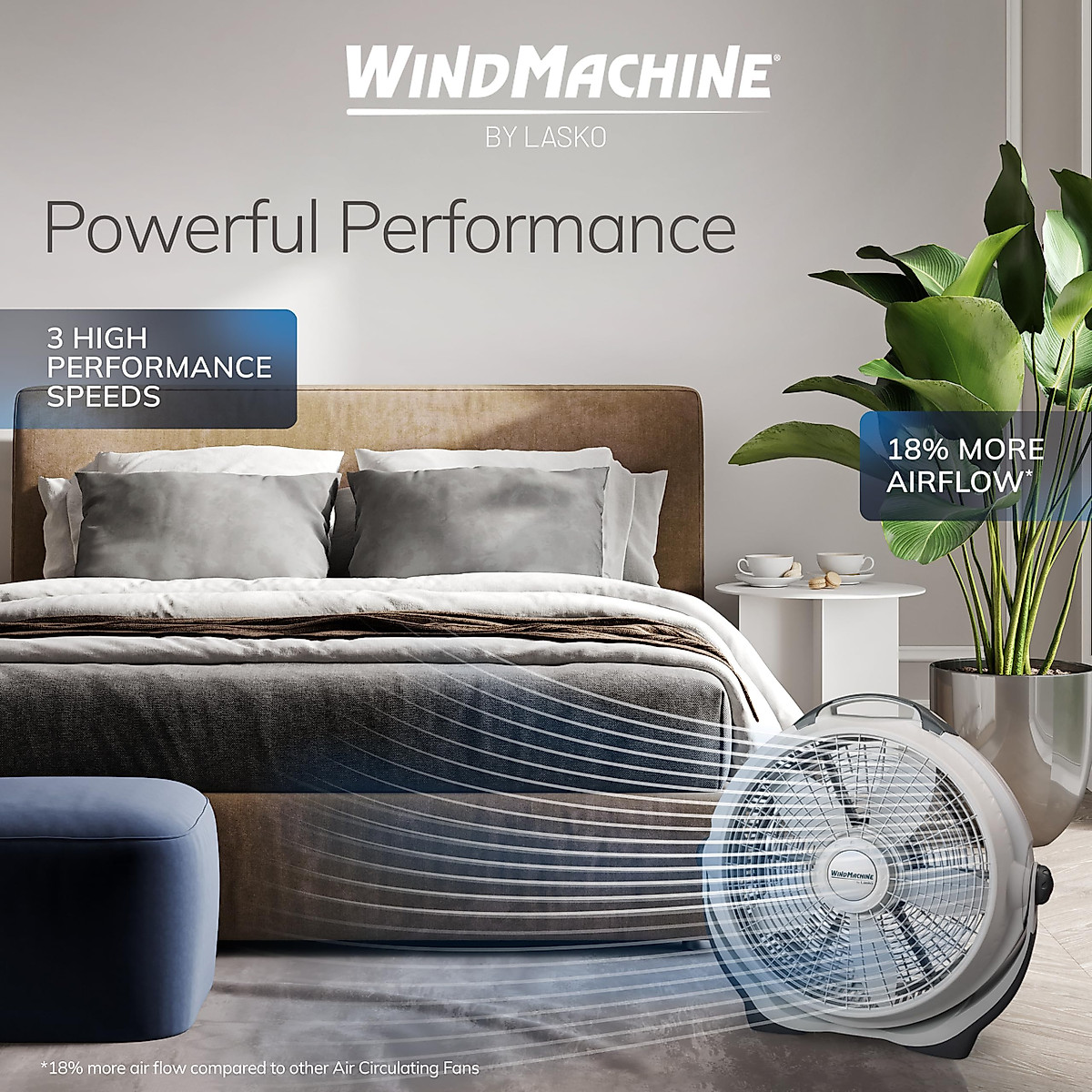 Lasko 3300 Wind Machine Air Circulator Portable High Velocity Floor Fans, for Indoor Home Cooling Breezes and, White Noise in Bedroom