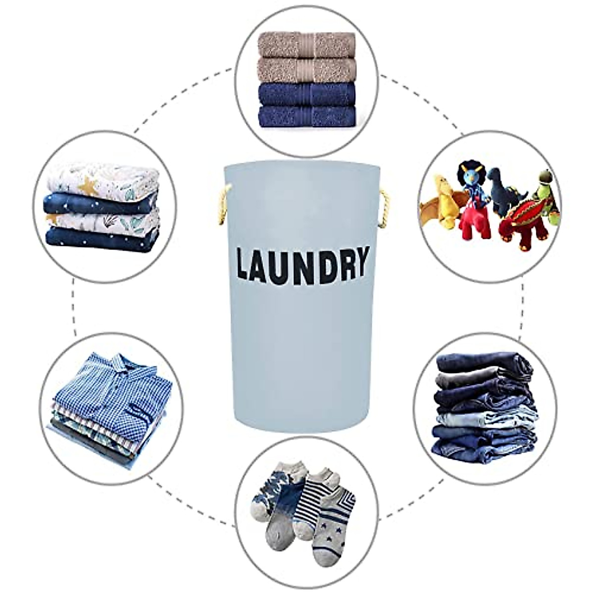 YYYCMY Freestanding Laundry Hamper Basket,85L Collapsible Large Laundry Bag Blanket Basket, Folding Washing Bin for Dirty Clothes Toys in Laundry Room Organization & Storage (grey)