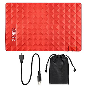 GOWENIC External Hard Drive HDD, Ultra‑Thin Portable Hard Drive SSD, Mirco USB3.0 External Hard Drive HDD Suitable for OS X/XP / Win7 / Win8 / Win10 / Linux (Red)(500GB)