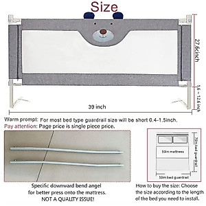 SYOO SINGYOO Bed Rails for Toddlers- New Upgraded Extra Long Bed Guardrail Full Size Baby Bedrail for Children Fit for Twin Queen & King Size Bed Mattress Cute Bear (one Side 39(L)*30(H)inch, Buck)