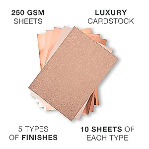 Sizzix Rose Gold, Surfacez, Surfaces-Opulent Cardstock, 8x11.5 inches, 50 Pack