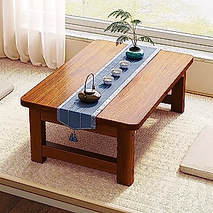 Japanese Floor Table with Folding Legs, Antique Wooden Coffee Table, Tatami Tea Table Laptop Table, Vintage Low Table for Sitting on The Floor Accent Furniture