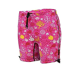 Conni Kids Containment Swim Short Underwear | Trunks Easy Pull Up Kids Incontinence | Washable Swim Diaper for Potty Training, Sunset Pink, Size 14-16