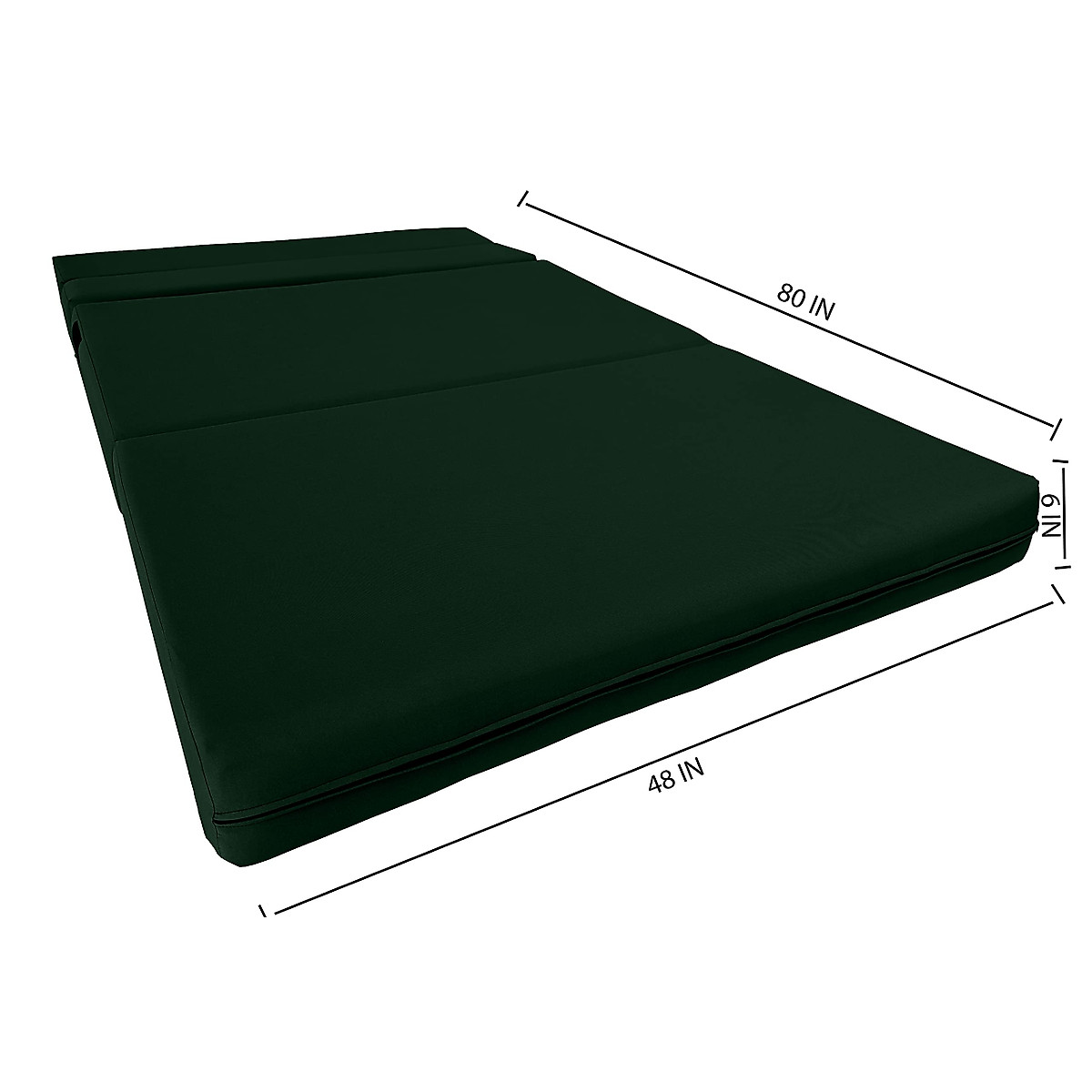 D&D Futon Furniture Portable Folding Bed Mattress, Studio Guest Beds, RV Mattresses, High Density Foam (Hunter Green, 6 x 48 x 80)