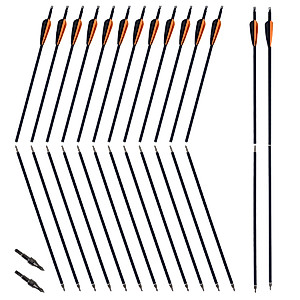 Mxessua 2 Piece Arrows Takedown Carbon Arrows Portable for Takedown Longbow Recurve Compound bow Survival Bow Traveling Spine 500, 12 Pack