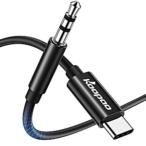 USB C to 3.5mm Aux Jack Audio Cable, KOOPAO Type C Adapter to 3.5mm Headphone Stereo Cord Car Audio Converter Compatible with Speaker,Headphone,Samsung Galaxy,iPad Pro,Pixel 4 3 XL((3ft)