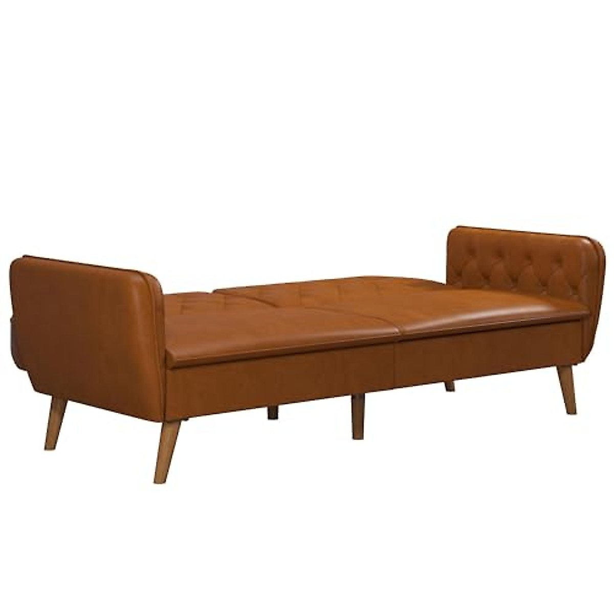 Novogratz Tallulah Memory Foam Futon, Convertible Couch, Camel Faux Leather