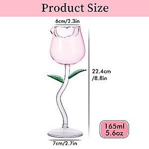 INFTYLE Rose Wine Glasses Set of 2 Creative Wine Goblet Champagne Flutes Classy Red Wine Glass, Ideal Gifts for Housewarming, Wedding, Birthday Celebrations