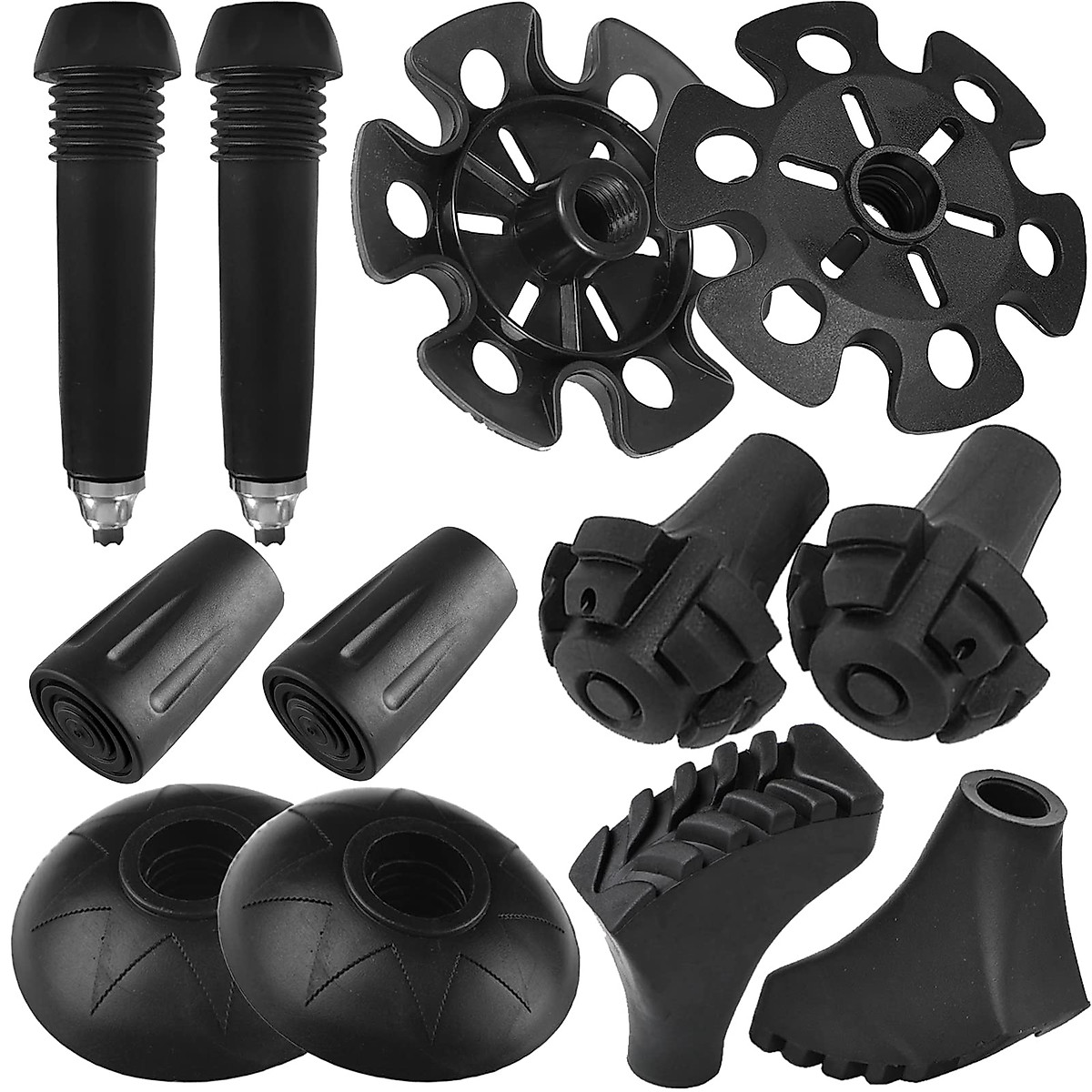 Favuit Hiking Pole Tips, Walking Stick Rubber Tips Trekking Poles 6Pcs Replacement Protectors Boot Tips Rubber Feet fits Most Standard Hiking Sticks 11mm Hole Diameter