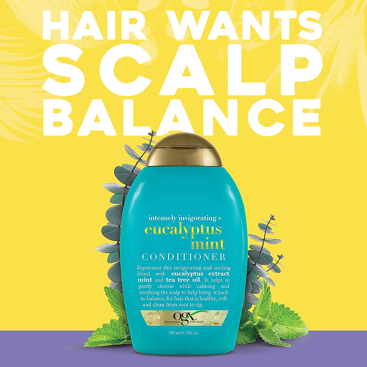 OGX Intensely Invigorating + Eucalyptus Mint Conditioner, 13 Ounce