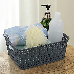 Vcansay 6-Pack Plastic Storage Basket, Small Weave Storage Basket