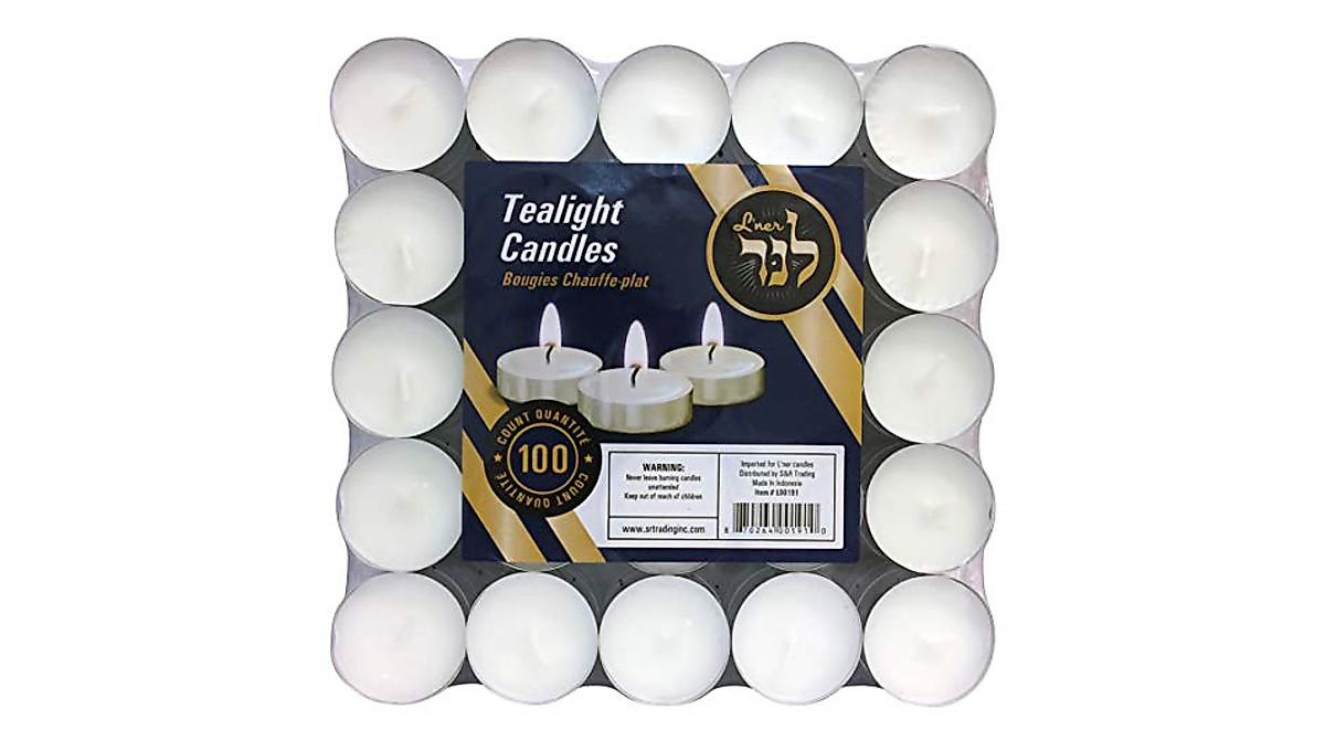 L'ner Unscented Tea Light Candles - 100 Pack | 3.5 Hr Burn