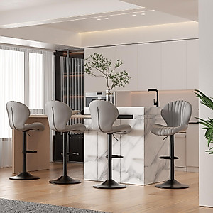 Nalupatio Bar Stools Set of 4 Modern Swivel Bar Chairs, Barstools Counter Height with High Backrest, Easy 3-5 Minute Assembly for Bar, Kitchen, Dining Room Light Grey