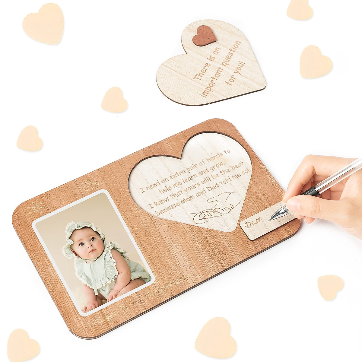 Luiqs Vens Godparents Proposal Gift Picture Frame, Will You Be My Godparents Photo Frames Announcement Gift from Godchild, Wooden God Parents Ideas Baptism Christening Christmas