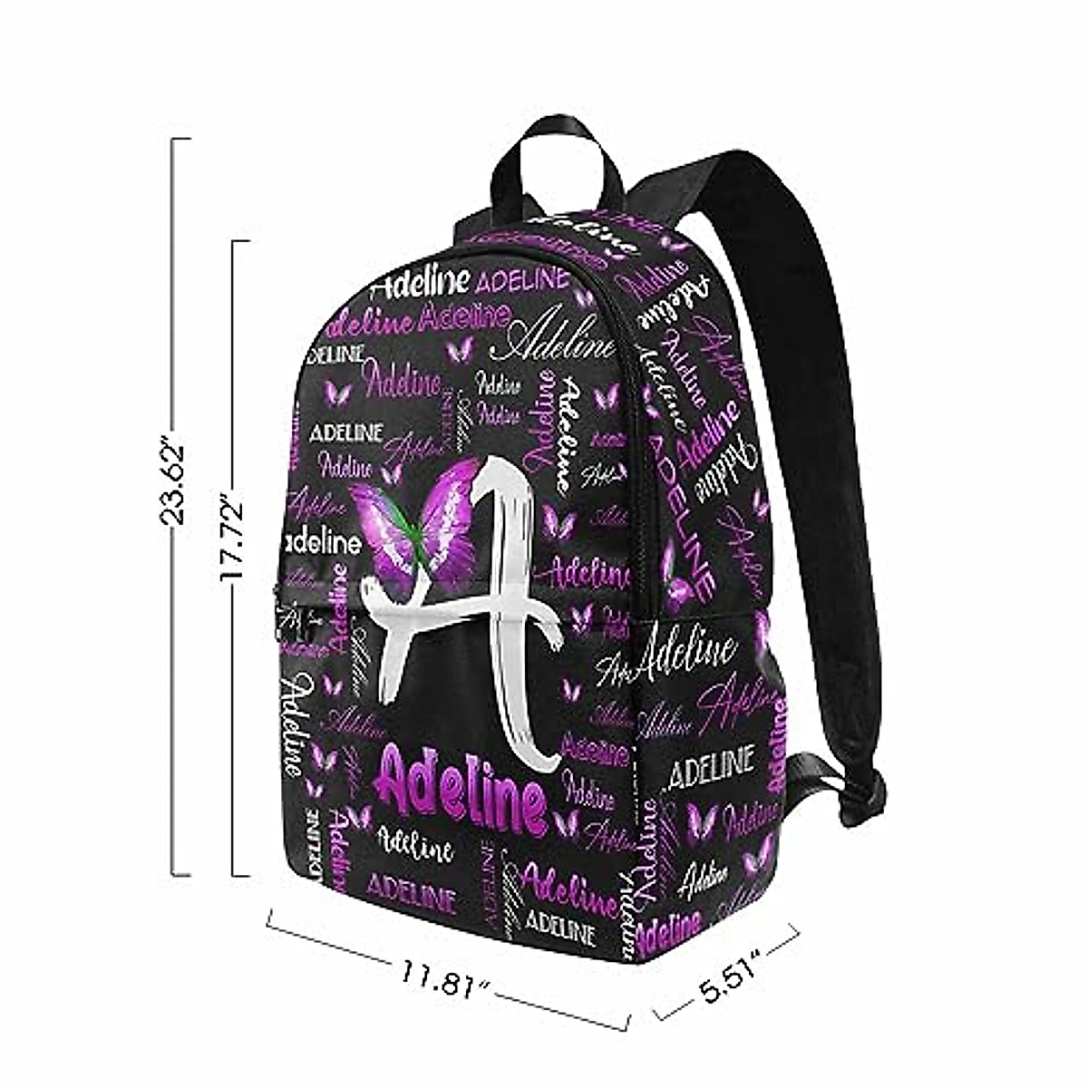 Custom School Backpack with Name for Daughter Son, Custom Text Logo School Bag Personalized Casual Daypacks Multipurpose Laptop Backpack Bookbag with Lunch Box Bag for Kid Boy Girl Back School Gift