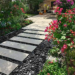 GASPRO 15 Pound Black River Rocks + 8 Pound White Pebbles, 1 to 2 Inch Black Pebbles, 3/8 Inch White Average-Sized Polished Pebble for Plants, Vase, Fish Tank, Garden