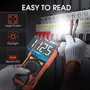 Digital Multimeter, TRMS 6000 Counts DC/AC Volt Meter, Ohm Amp Meter, Voltage Tester with NCV Function, Accurate Resistance Continuity Diode Capacitance Tester for Automotive Battery, Electronics