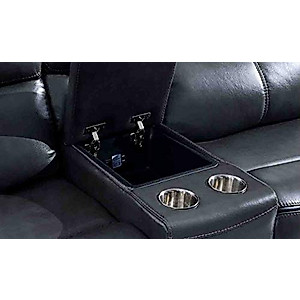 2711 Leather Left Hand Facing Sectional Sofa in Dark Gray