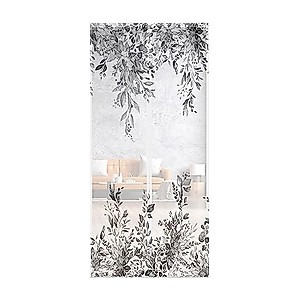 ZOE GARDEN Grey Eucalyptus Magnetic Screen Door for Sliding/Single/French Doors, Self Sealing Magnets Patio Door Screen Heavy Duty Mesh Curtain, Fall Leaves Country Rustic Chic Flower
