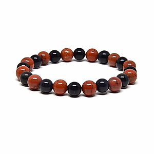 Natural AAA Genuine Red Jasper And Black Onyx Bracelet, Natural Sun Red jasper, Crystal Healing, Fertility Bracelet, Abundance Wealth, Blance Peace Harmony, 8 mm, red jasper and black onyx