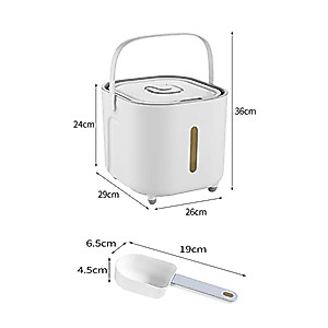 HOMHOLDON 22 Lbs Rice Dispenser,Large Sealed Grain Storage Container with Measuring Cup Food Dispenser Kitchen Organizer for Rice,Beans,Grains,Cereal Dry Food,Pet Food(Large)