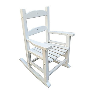 Child's Rocking Chair Solid Wood Kids Rocking Chair,Wooden Rocker Chair for Children Aged 3-7,Oak Rocking Chair for Front Porch/Outdoor/Indoor,Plywood Rocking Chair (White-2)