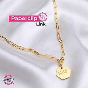 Sorority Shop Sigma Kappa Paperclip Necklace — SK 18K Gold Plated Sorority Gifts Necklace, Long-Lasting Sigma Kappa Gifts for Women
