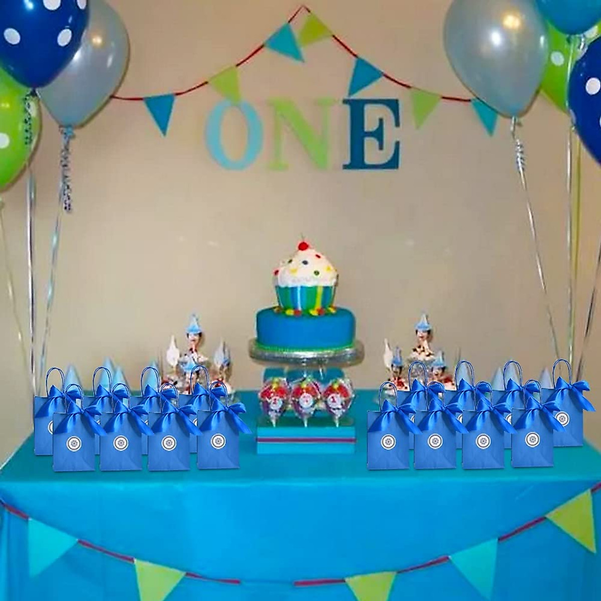 BEISHIDA Small Gift Bags Party Favor Bags Paper Gift Bags Blue Gift Bags with Handles Birthday Gift bags (6.5 x 4.5 x 2.5 Inch, 20PCS)