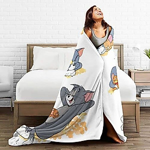 to.m and Je.rry Blanket Plush Throw Ultra Soft Premium Fluffy Flannel All Season Light Weight Sofa Couch Throw Living Room/Bedroom Warm Blanket-50 X40