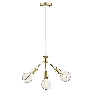 Globe Electric Novogratz x Globe Wyatt 3-Light Chandelier, Gold, Matte Black Cloth Cord 60753