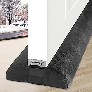 fowong Under Door Draft Stopper 30" to 38" Adjustable Door Noise Stopper for Bottom of Door, Triangle Door Soundproofing Draft Guard Double Side Sweep Seal Gap up to 1.7", Easy to Install Black