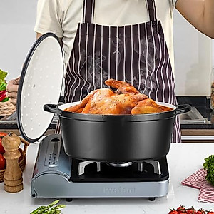 Enameled Cast Iron Oval Dutch Oven, 7 qt Oval Dutch Oven Pot with Lid and Dual Handles for Braising, for Braising, Broiling, Bread Baking, Frying, Black