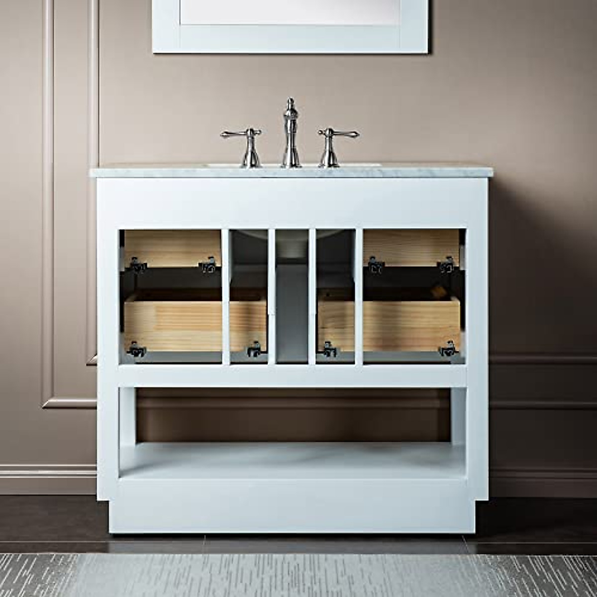 Woodbridge Venice-4221-White-BN+ CAVT4322-8 Vanity with top, 43"x22", White with Brushed Nickel Trim