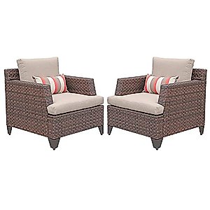 SUNSITT 2-Piece Outdoor Wicker Chairs Patio Furniture Set with Cushions, 2 Throw Pillow and Sofa Cover Included