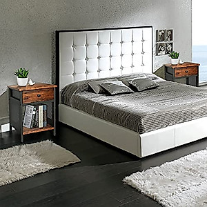 RUNTOP Nightstands Set of 2, Industrial End Table, Side Table with Drawer and Storage Shelf, Night Stands for Bedroom, Living Room, Bedside,Wood Metal Furniture, Easy Assembly, 2 Pack, Rustic Brown