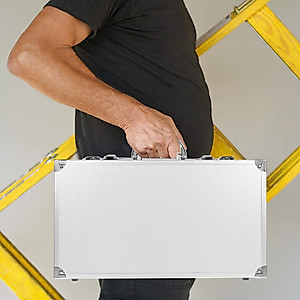 ERINGOGO Aluminum Attache Case - 14inch Lock Metal Briefcase with Ripple Foam, Hard Aluminum Carrying Case, Universal Portable Tool Case for Laptop/Luggage/Instrument, White