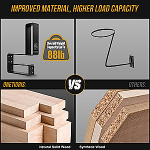 OneTigris Motorcycle Helmet Holder Wall Mount, Tactical Gear Holder with Helmet Stand and Plate Carrier Hanger, Solid Wood Wall Rack Organizer & Display for Police, Football, Cycling Gear