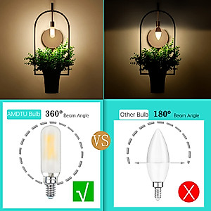 Frosted Light Bulbs E12 LED Bulb 40W Warm White 2700K, Chandelier Light Bulb Frosted, E12 Candelabra Light Bulb 40 Watt Equivalent T6 Tubular Candle Light Bulb, Frosted Glass Light Bulbs, 6 Pack