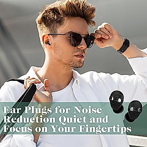 Ear Plugs for Noise Reduction Reusable Hearing Protection in Flexible Silicone for Concerts,Work,Study 8 Size Eartips with Small Box,Perfect -30dB Earplugs for Sleeping Noise Cancelling (Deep Black)