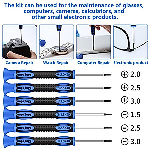 Kingsdun Eyeglass Repair Kits, Eye Glasses Repairing Set with Precision Phillips Flat Head Screwdriver & 1200PCS Screws, Curved Tweezers for Sunglasses, Spectacles & Watch Clock