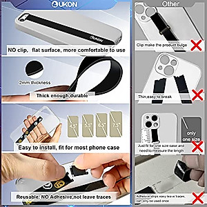 UKON Silicone Phone Grip,2022 Upgrade 2 PCS Phone Strap Reusable Hand Finger Holder with Three Short Silicone Strips DIY Combination to Fit 4.7"-7" Most Smart Phone Case (Black+Purple)